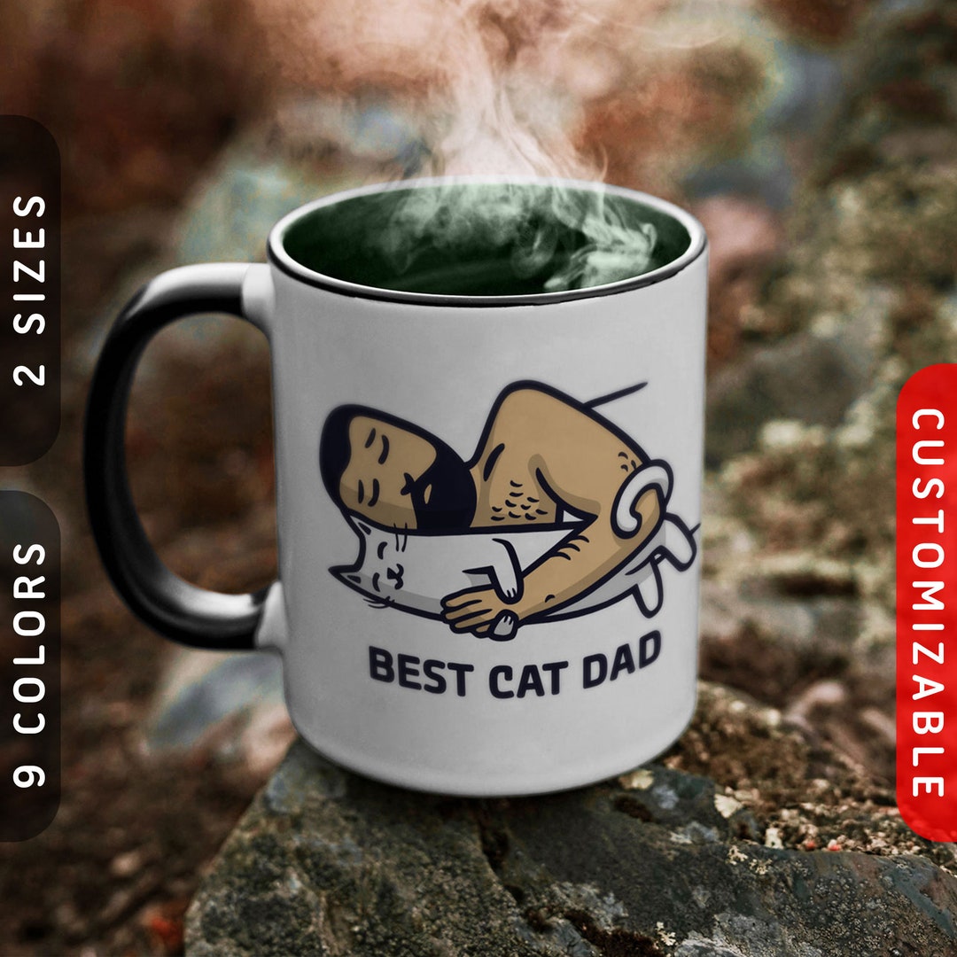 Cat Daddy Mug | Ceramic Accent Color Mug | Cat Dad Coffee Cup | Mug for ...