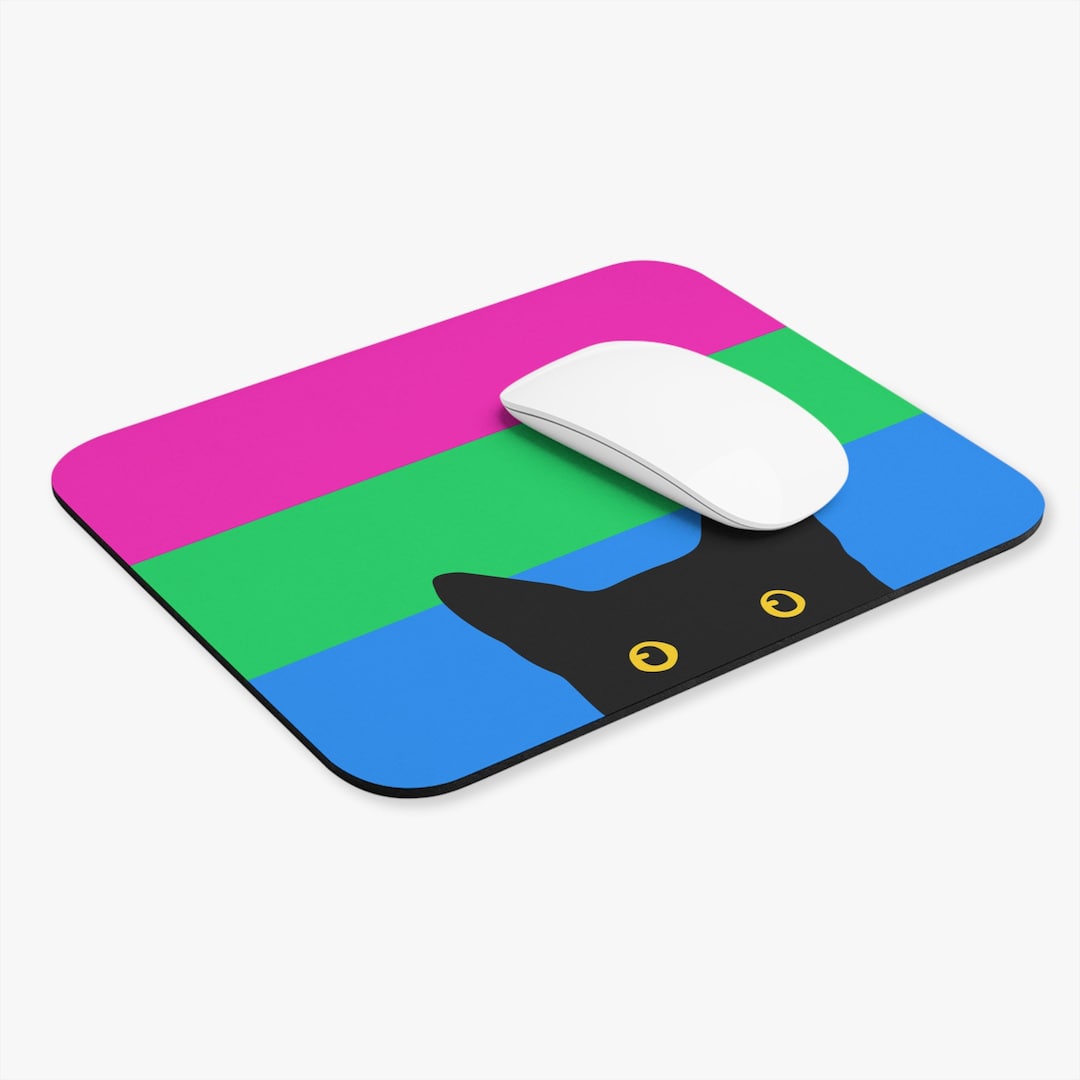 Peeking Cat in Polysexual Flag Colors Mouse Pad | Rectangle Mouse Pad ...
