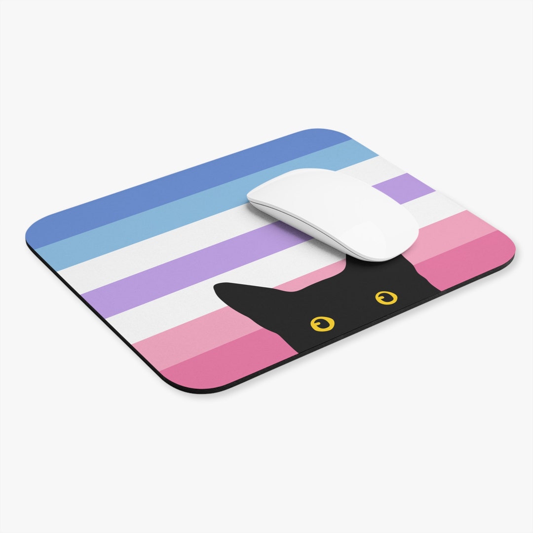 Peeking Cat in Bigender Flag Colors Mouse Pad | Rectangle Mouse Pad ...