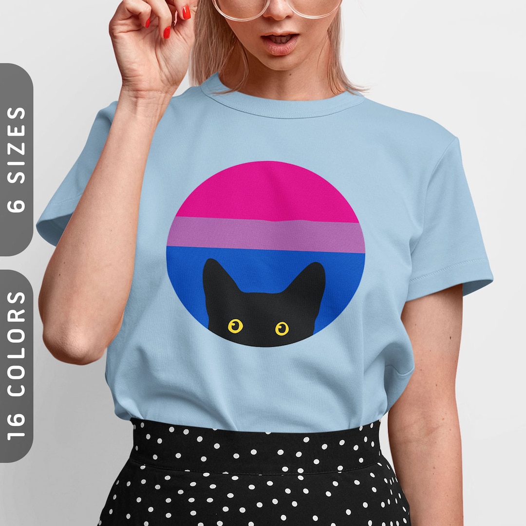 Peeking Cat in Bisexual Flag Colors T-shirt | Bi Pride Gift - Etsy