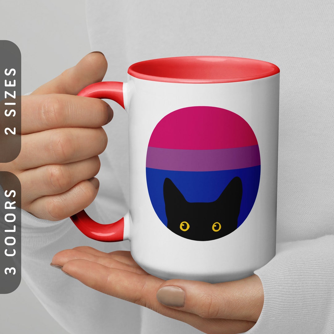 Peeking Cat in Bisexual Flag Colors Mug | Bi Pride Gift - Etsy