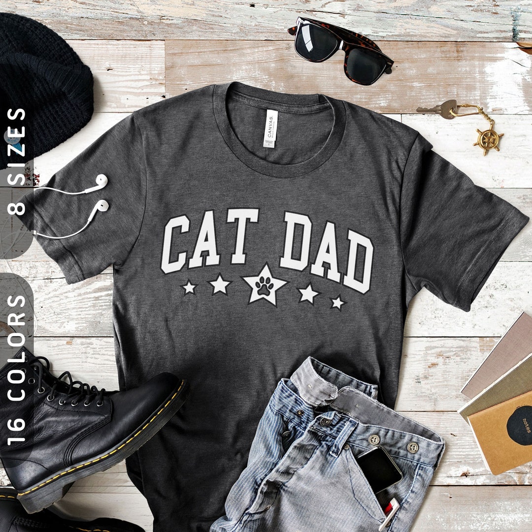 Cat Dad: College Style Jersey T-shirt Cat Daddy Shirt Cat Father's Day ...