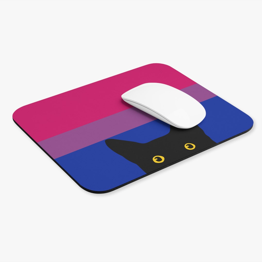 Peeking Cat in Bisexual Flag Colors Mouse Pad | Rectangle Mouse Pad ...
