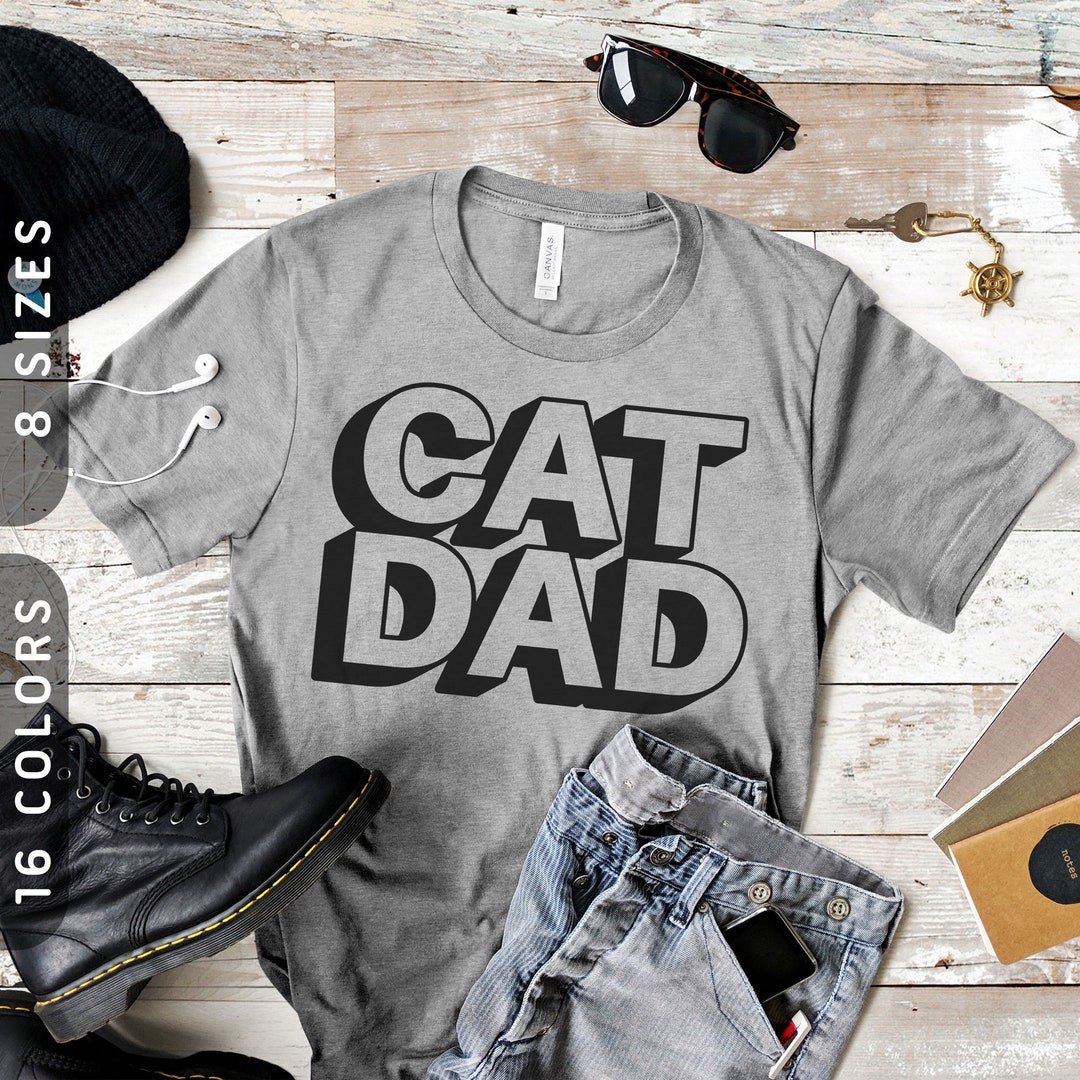 Cat Dad: Capital Letters Jersey T-shirt Cat Dad Shirt Cat Tees for Men ...