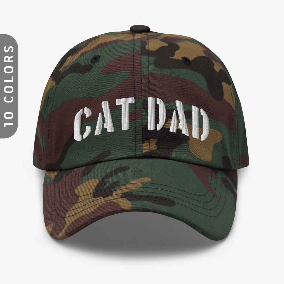 Cat Dad/cat Mom Stenciled Dad Hat | Embroidered Cat Dad Cap | Dad Hat ...