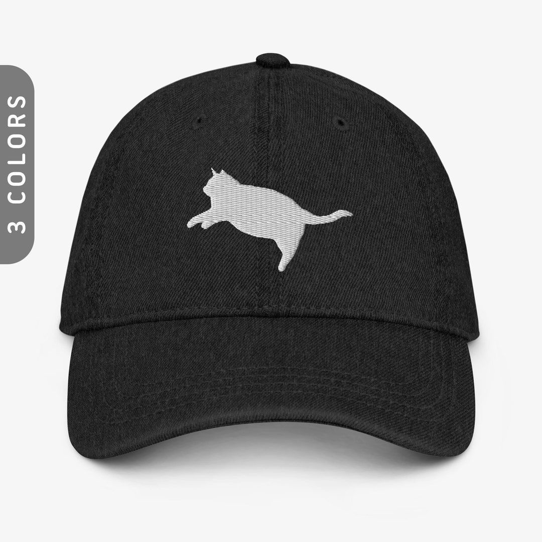 Fat Cat Jumping Hat | Denim Hat for Cat Dad & Cat Mom, Chonky Cat Hat ...