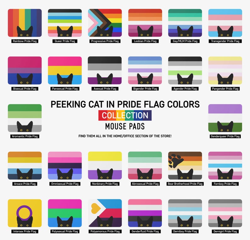 Peeking Cat in Demigirl Flag Colors | Rectangle Mouse Pad | Demigirl ...