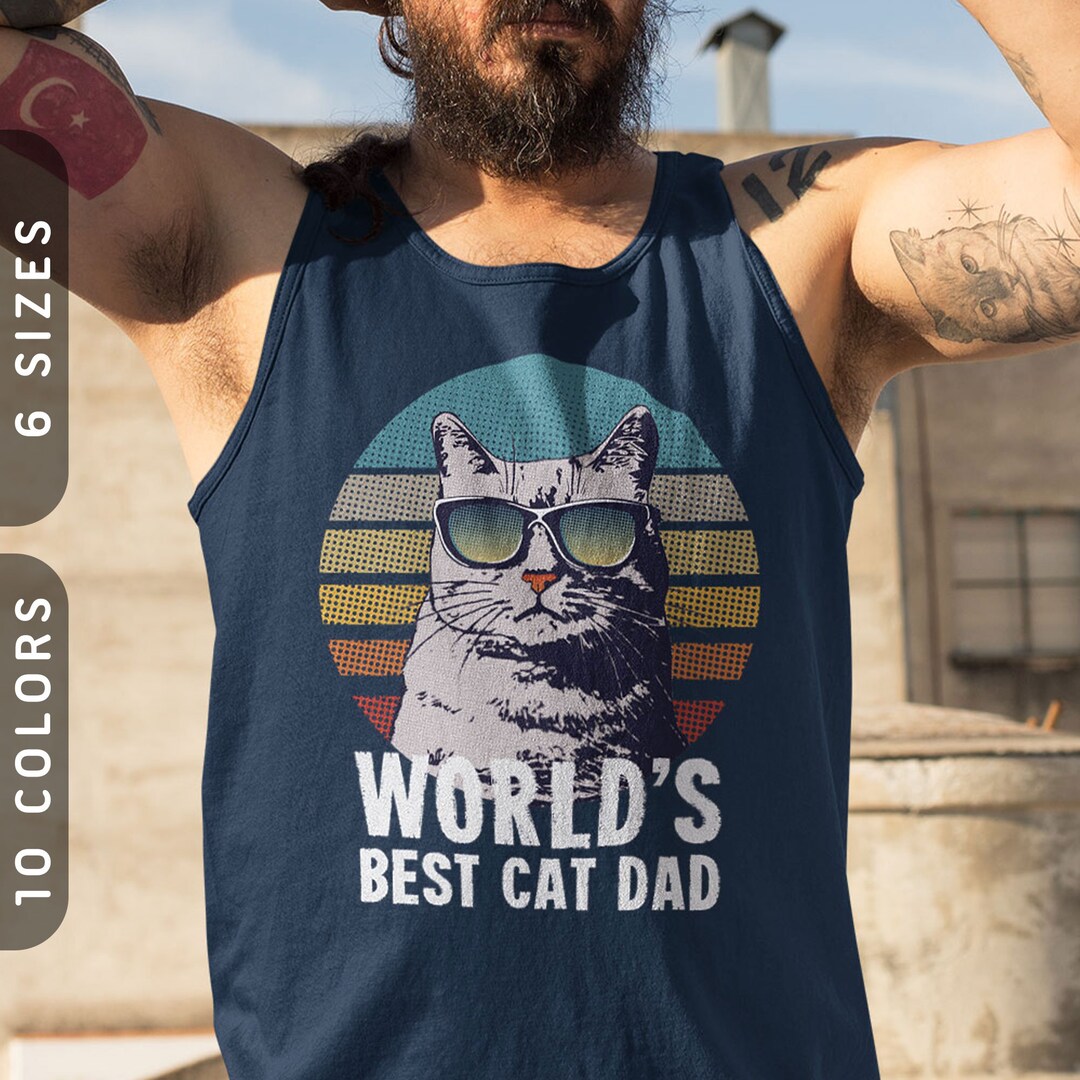 World's Best Cat Dad Tank Top Jersey Tank for Men, Cat Portrait, Cat ...