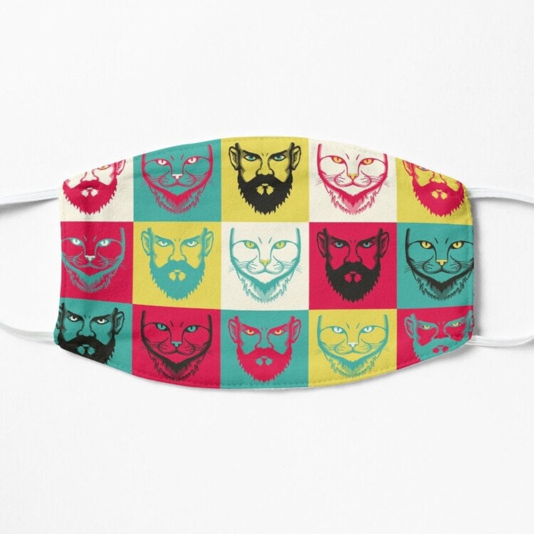 Beards and Cats Pop-art Style Face Mask | Andy Warhol Style Mask ...