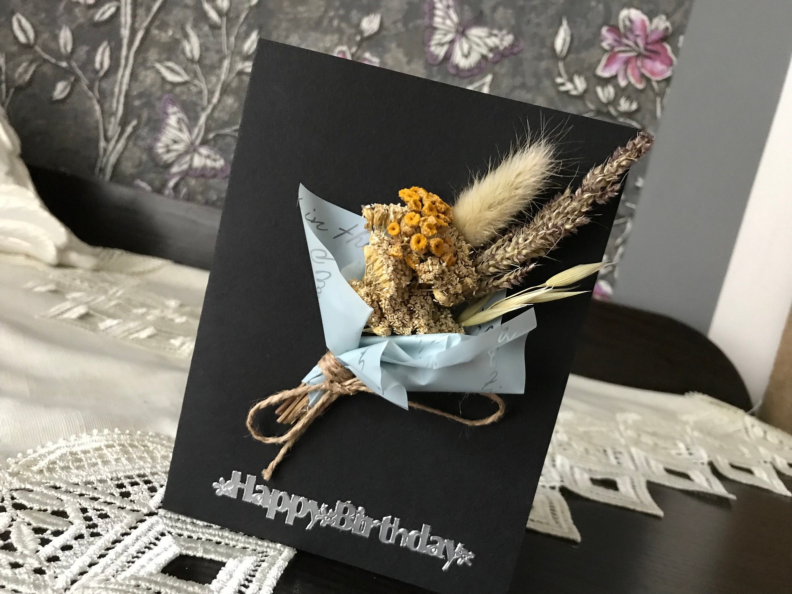Birthday Cards, Greeting Card, Dried Flowers, Dried Flower Card, Nice ...
