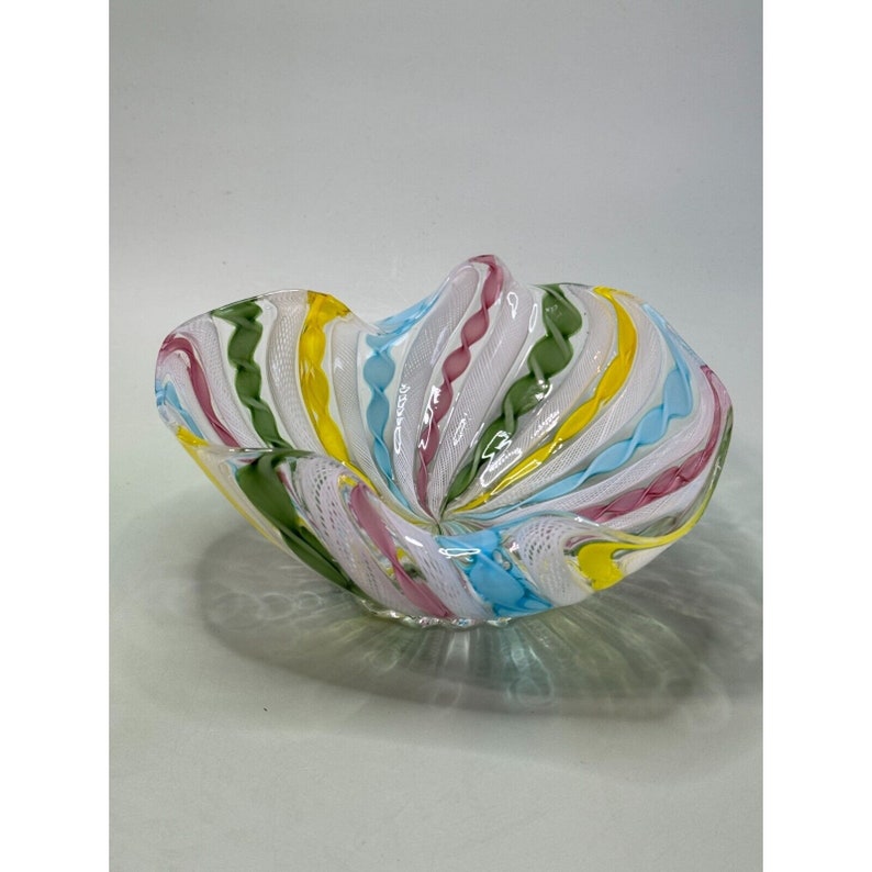 Murano Glass Zanfirico Latticino Ribbon Glass Bowl - Etsy