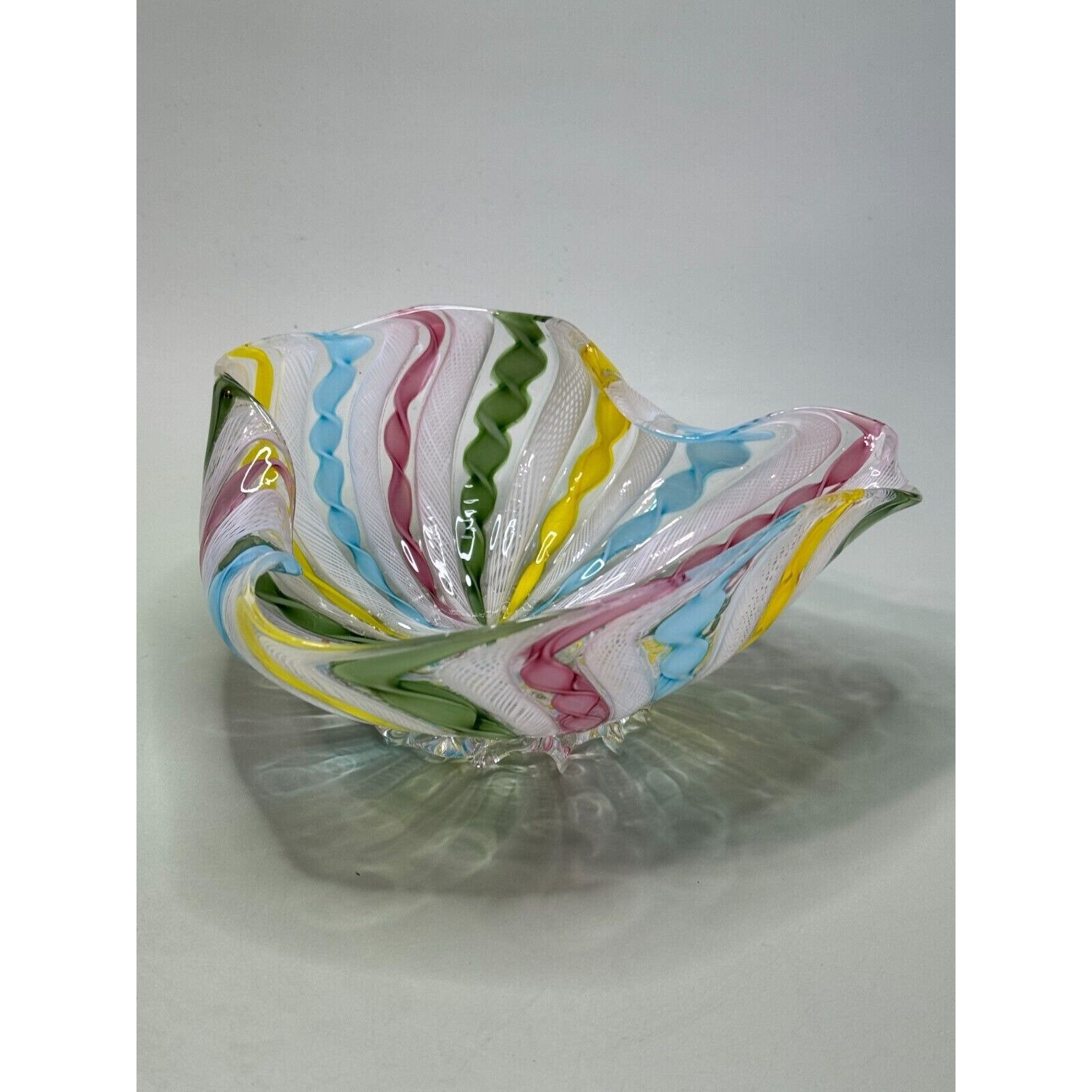 Murano Glass Zanfirico Latticino Ribbon Glass Bowl - Etsy