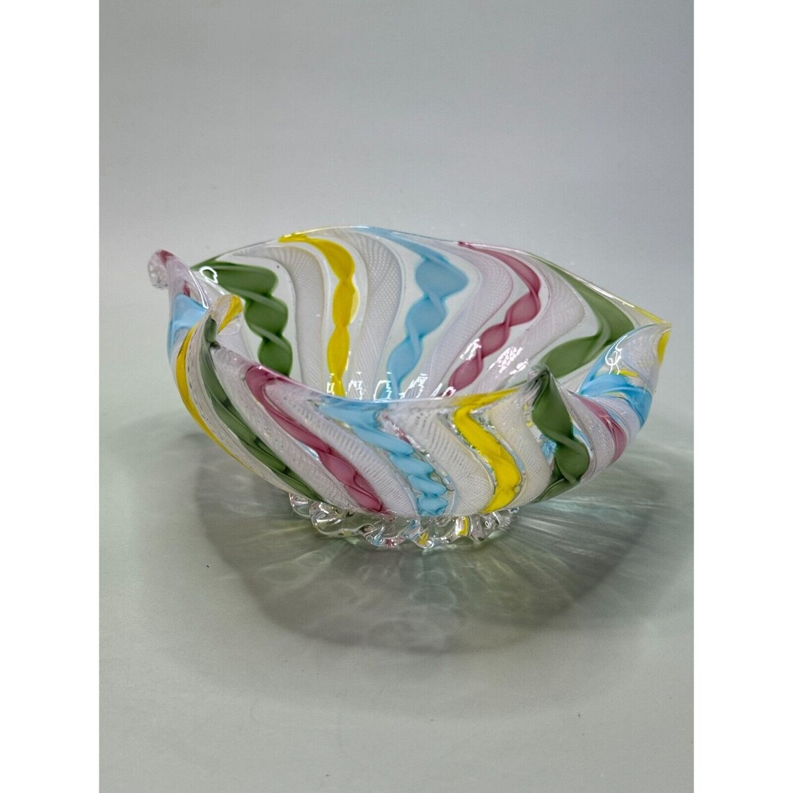 Murano Glass Zanfirico Latticino Ribbon Glass Bowl - Etsy