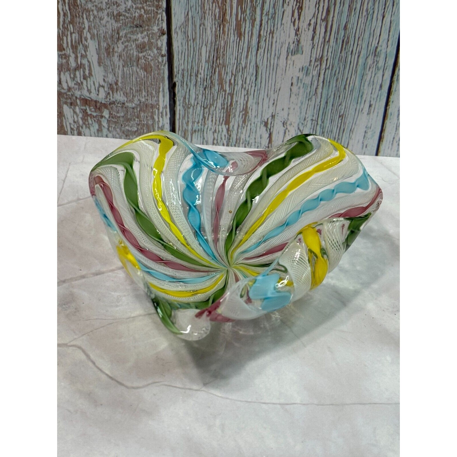 Murano Glass Zanfirico Latticino Ribbon Glass Bowl - Etsy