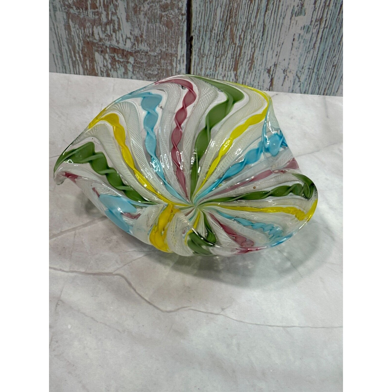 Murano Glass Zanfirico Latticino Ribbon Glass Bowl - Etsy