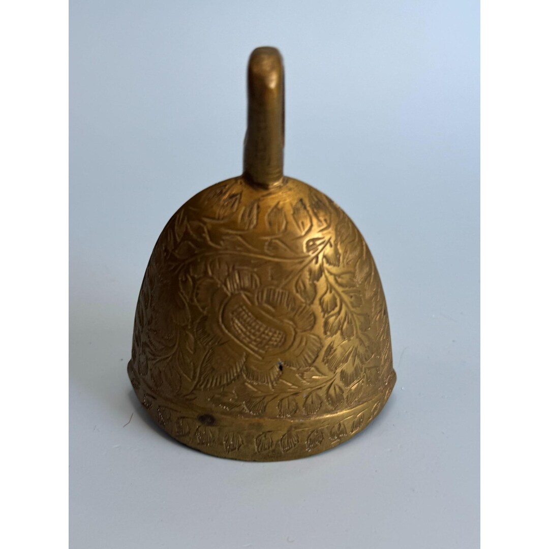 Vintage Brass Camel Bell India 1912-39-L With Floral Engraving 3 3/4 ...
