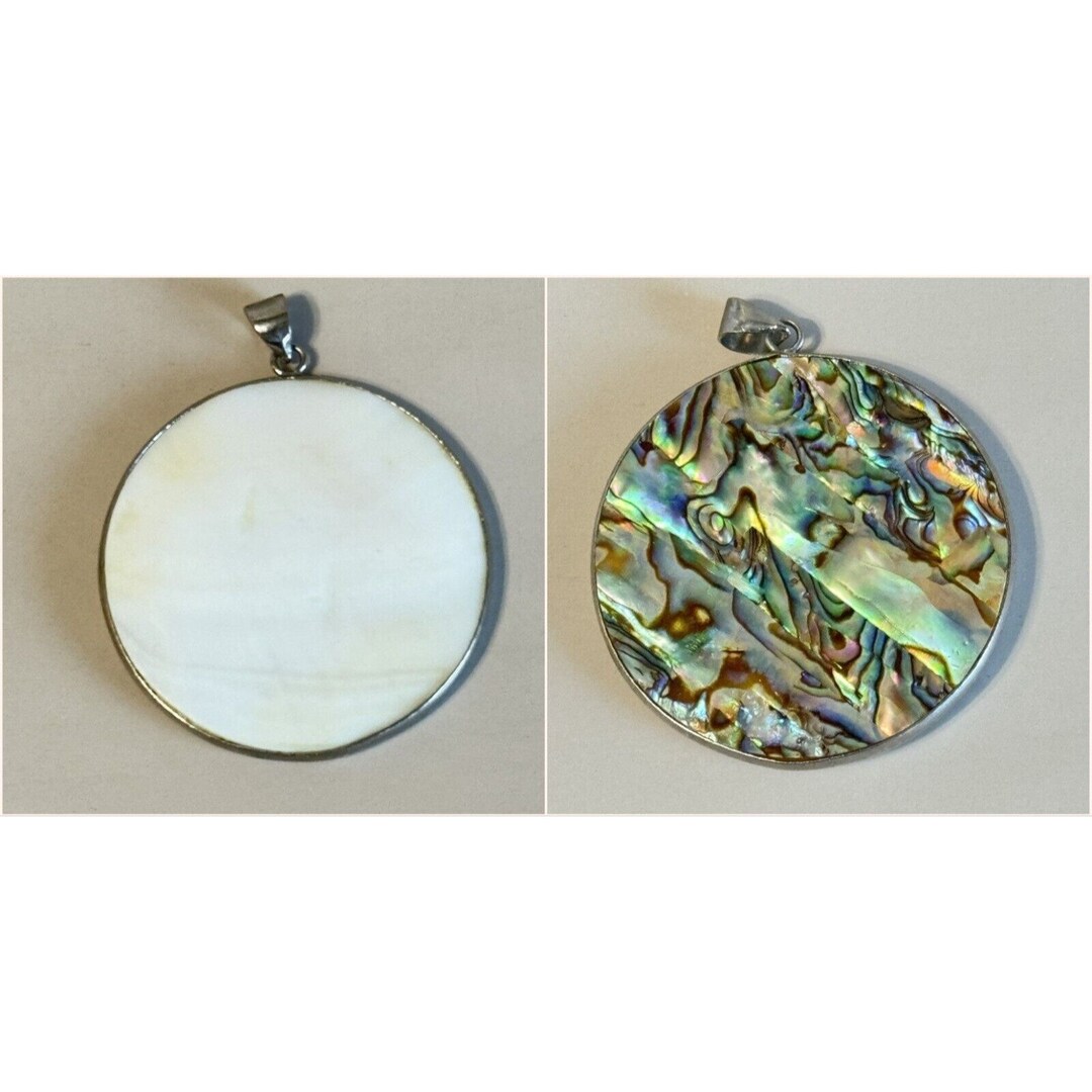 Reversible Abalone/mop Shell Large Round Women's Pendant 1 1/2 - Etsy