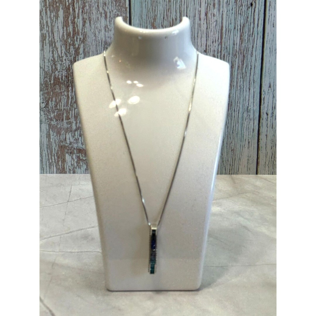 Brighton Spectrum Blue Topaz Pendant Necklace Silver Tone Chain 16 ...