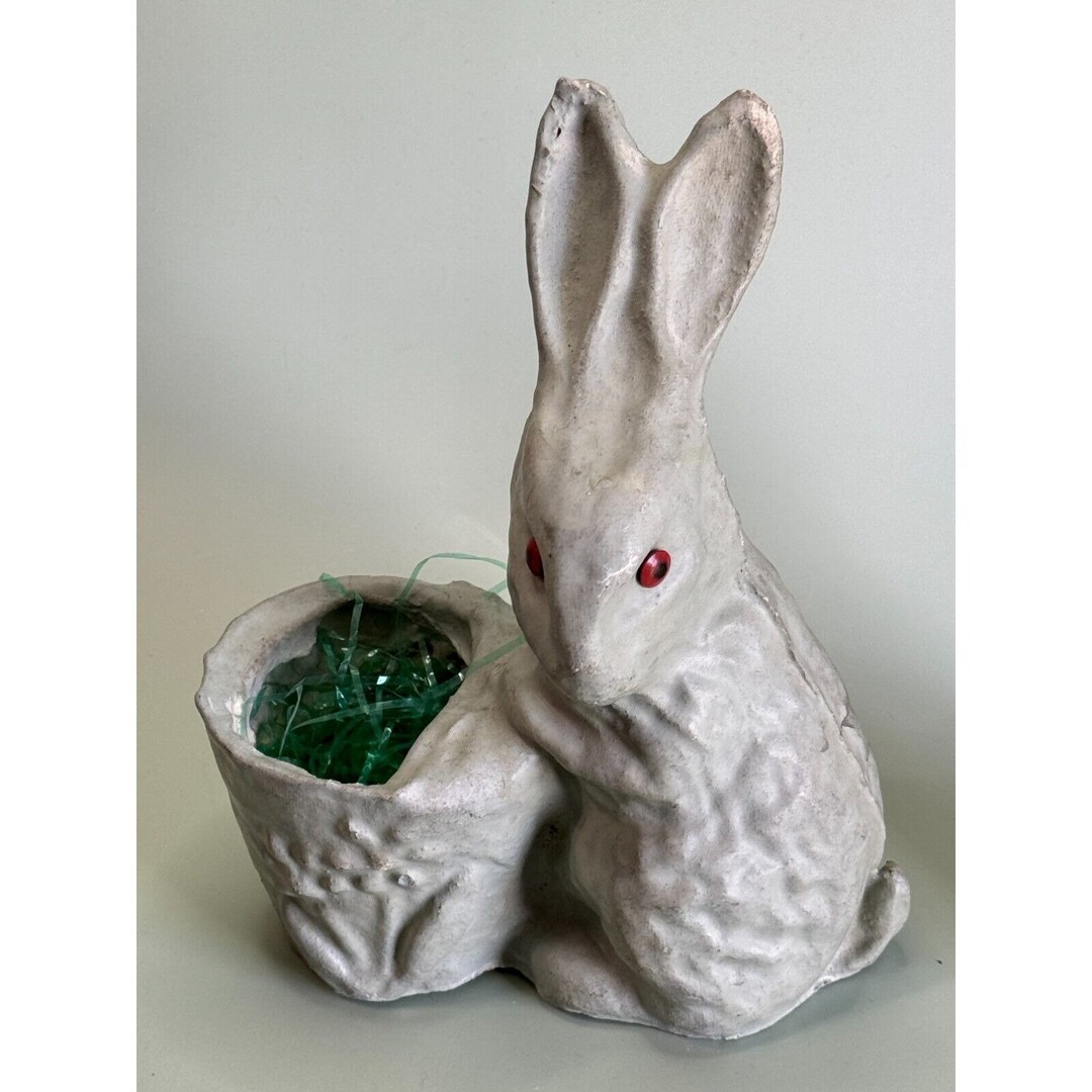 Old Vintage Paper Pulp Egg Carton Gray Bunny Rabbit Candy Holder - Etsy