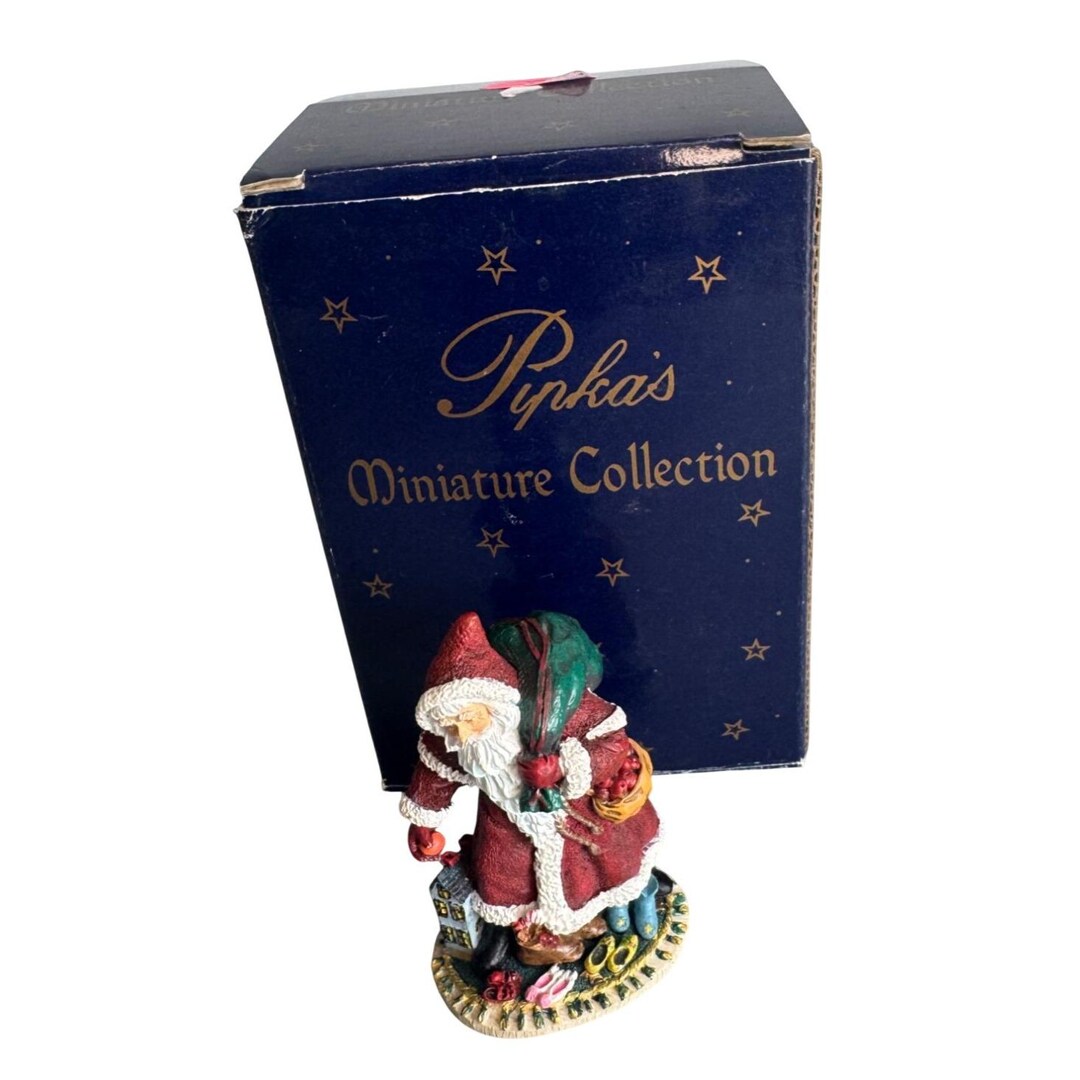 Pipka Miniature Collection German St. Nick Santa Figurine Burgundy Coat ...