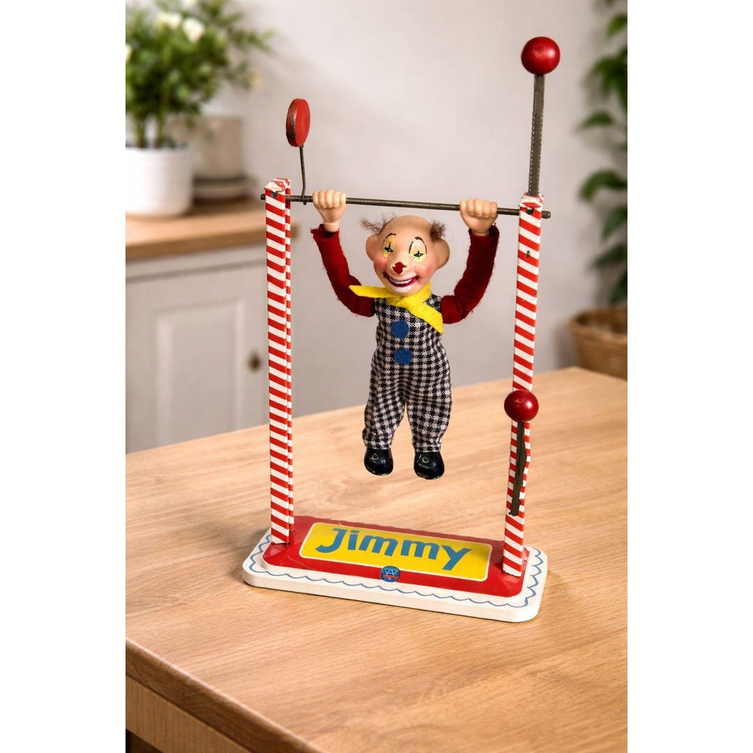 Arnold Jimmy Clown Acrobat Tin Toy West Germany Missing Nose Works Read ...