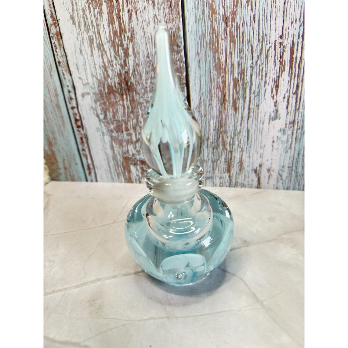 1977 Joe Zimmerman Blue Swirl Art Glass Perfume Bottle Paperweight ...