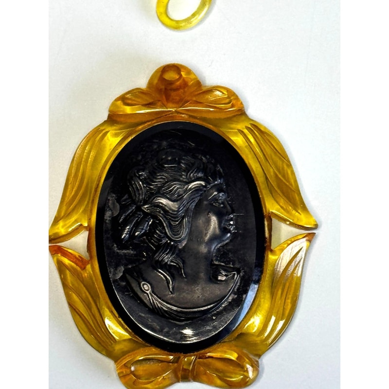 Black Bakelite Cameo - Etsy
