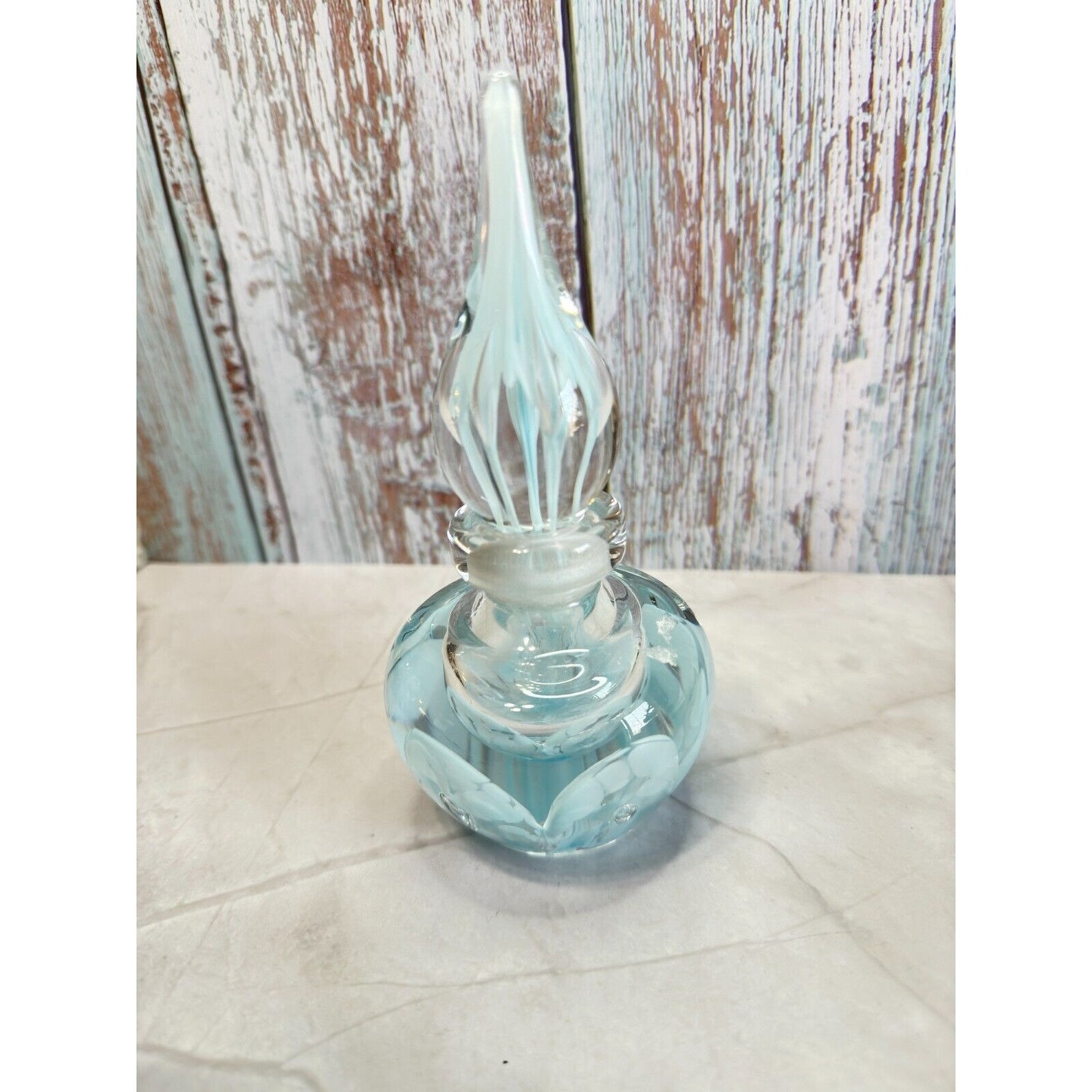 1977 Joe Zimmerman Blue Swirl Art Glass Perfume Bottle Paperweight ...