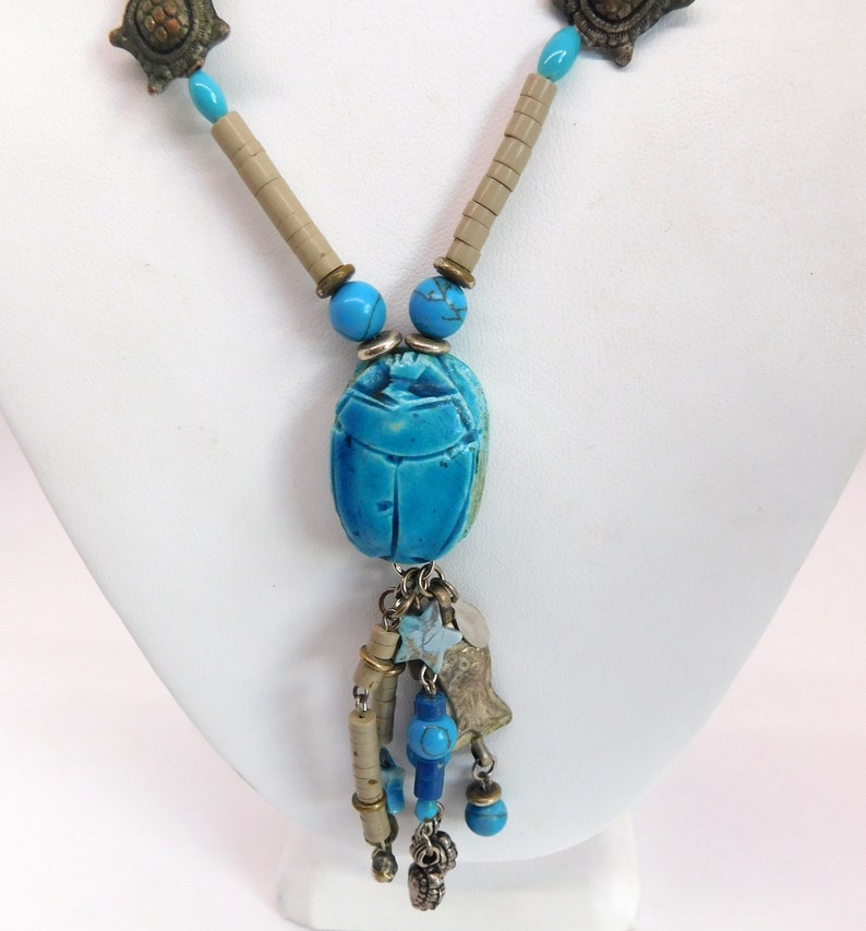 Egyptian Revival Scarab Beatle Sacred Turtle Fish Beaded - Etsy
