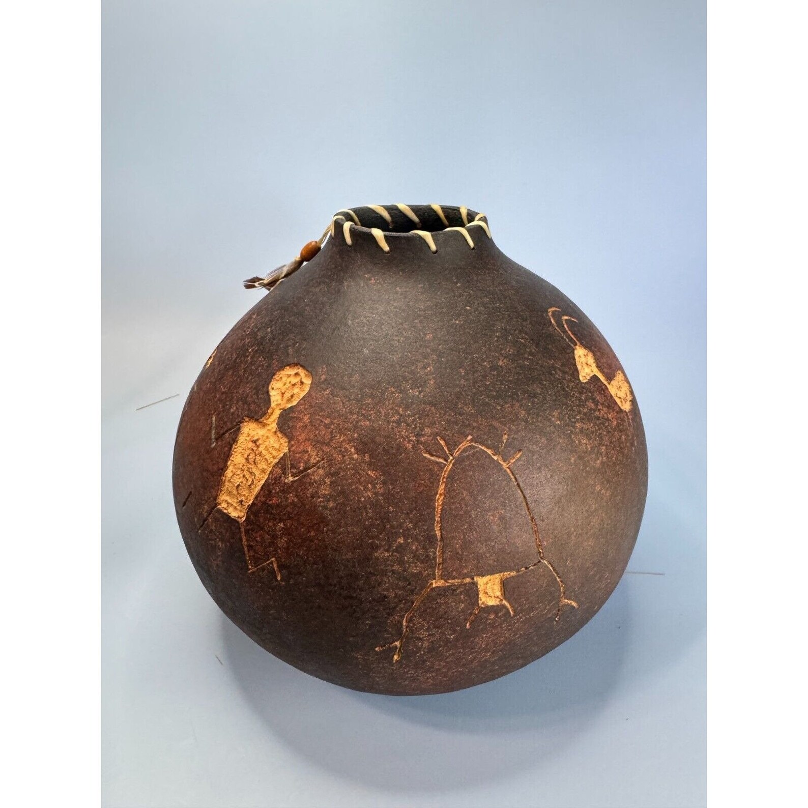 Native American Petroglyph Gourd Hand Crafted Sand Island Utah 6" Tall ...