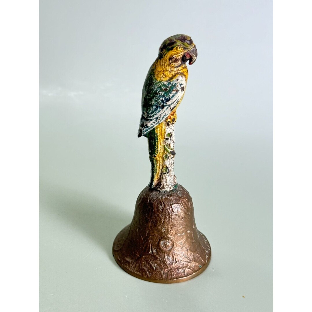 Antique 1920s Hubley Cast Iron Brass Bell Parrot Bird Tea Dinner Bell 5 ...