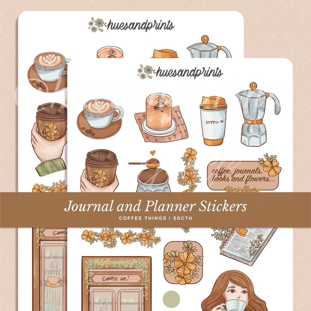 Sticker Sheet Coffee Things Cosy Illustrated Planner and Journal ...