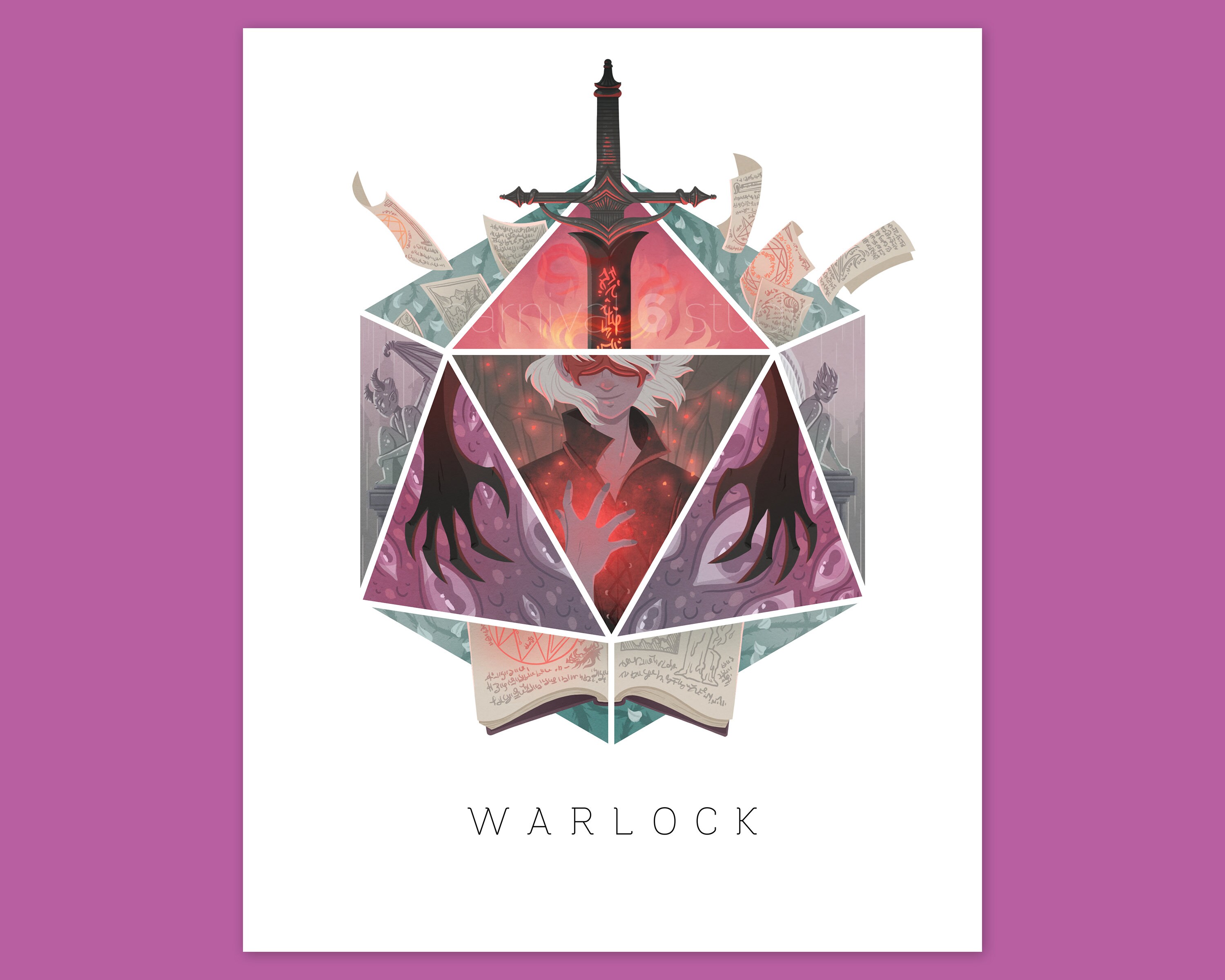 D20 Tabletop RPG Class Illustration Warlock - Etsy