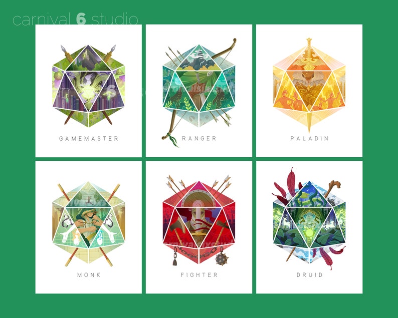 D20 Tabletop RPG Class Illustration Full Set of 14 - Etsy