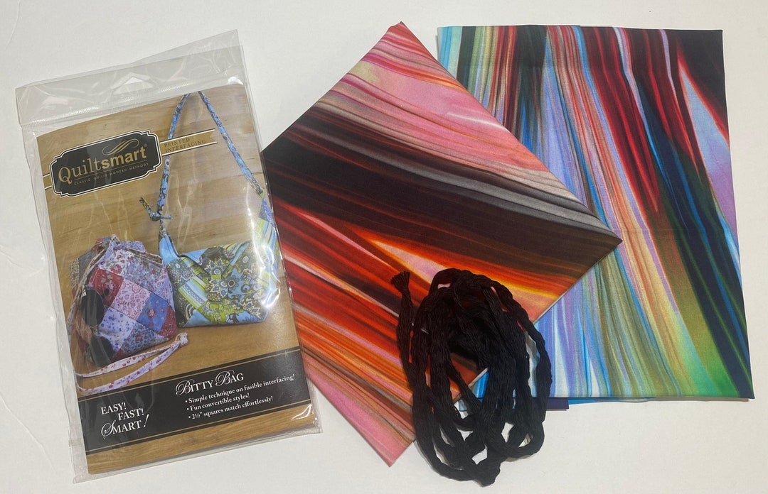 Bitty Bag Kit Fabric Pattern Interfacing Cording for Two Bags ...