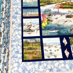 Florida Panel Quilt Kit Throw Size 60x72 100% Cotton Fabrics Lap Quilt ...