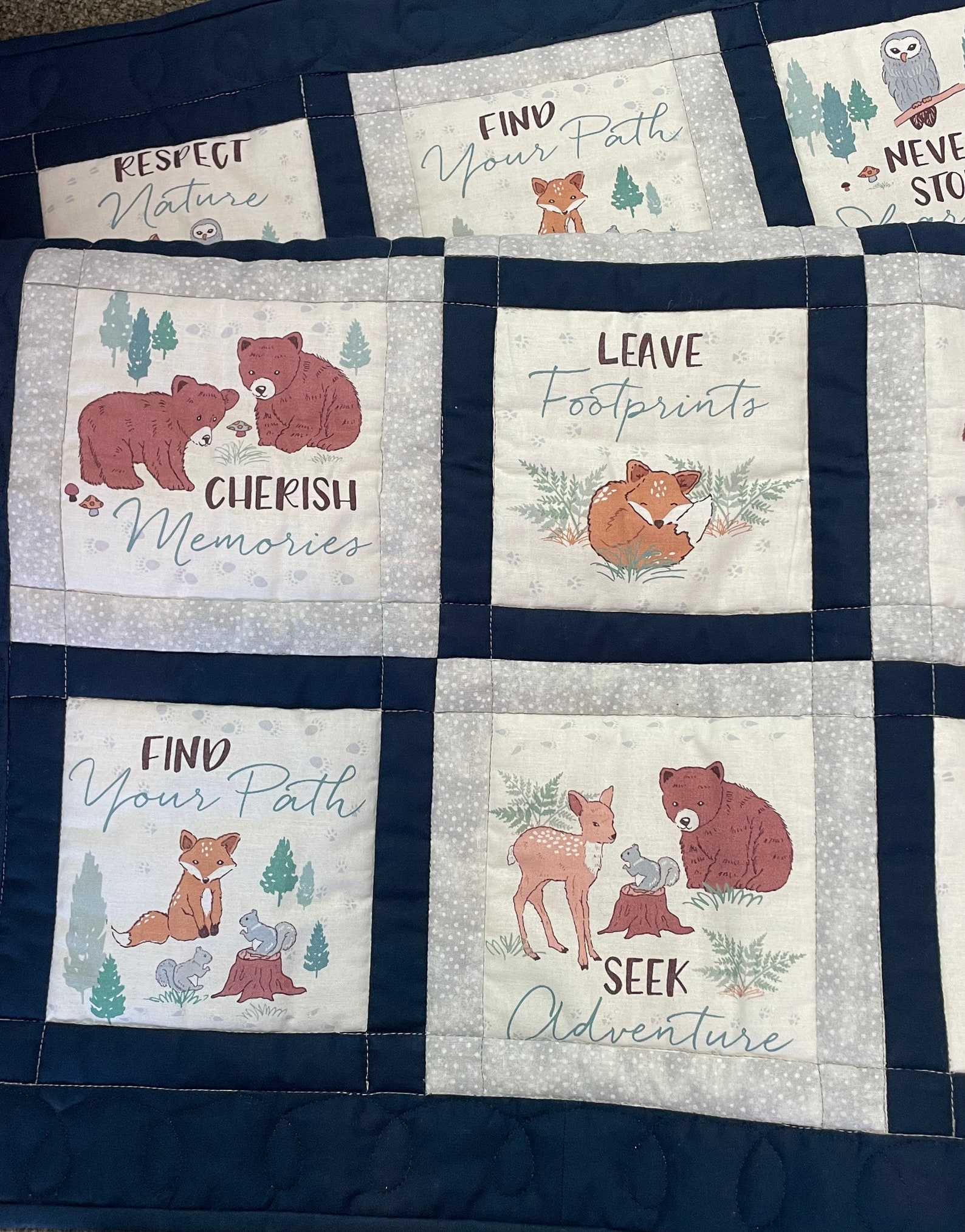 Forest Animals Quilt Kit Crib Baby Easy Beginner Cotton Exclusive Alma ...
