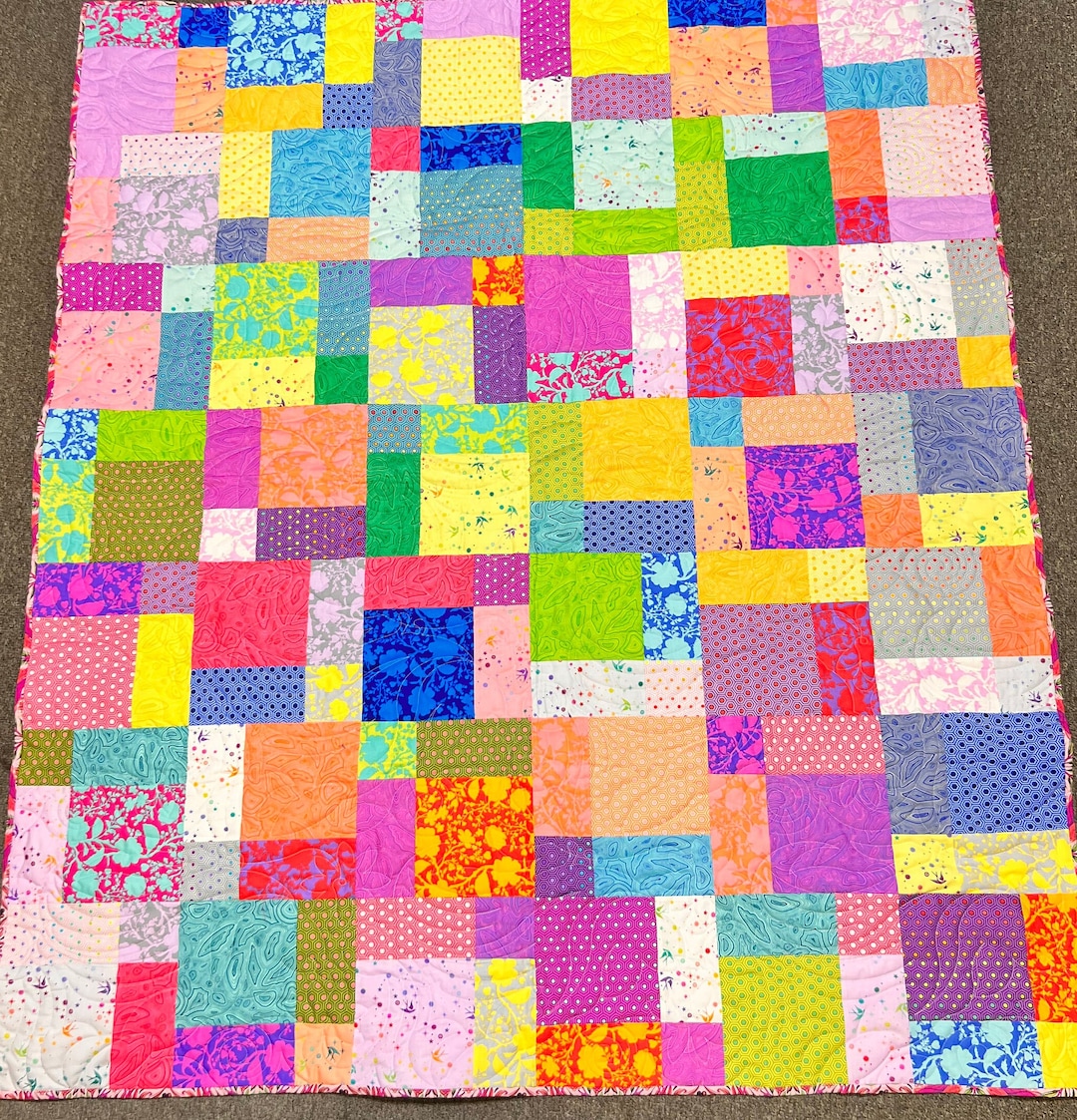 Vibrant Tula Pink Throw Quilt, Easy Bake Pattern - Brilliant Colors and ...