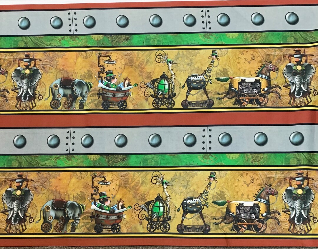 Steampunk Express Cotton Fabric Border Print by the Yard QT Fabric Man ...