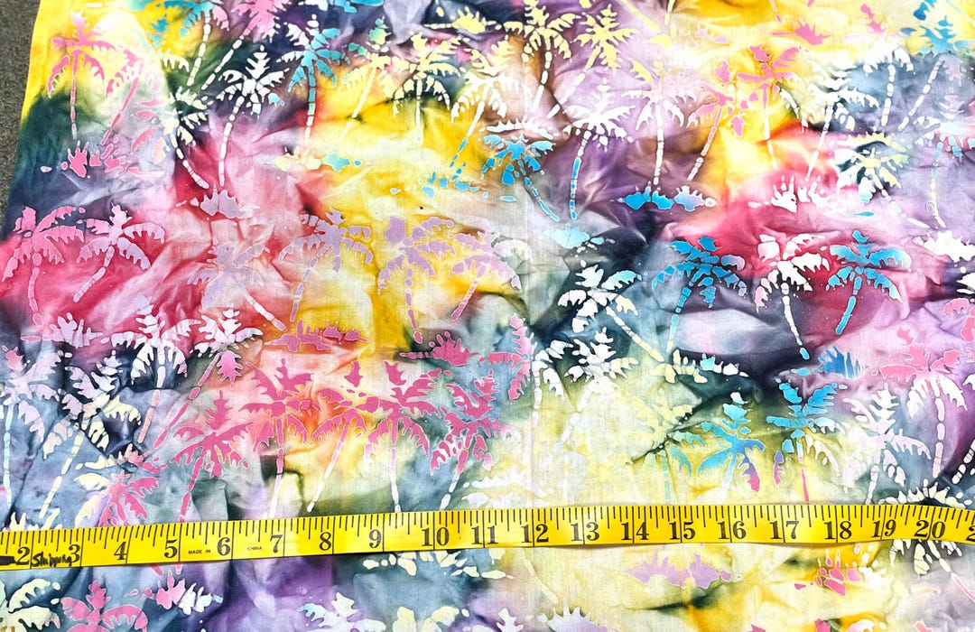 Batik Palm Trees 100% Cotton Colorful Tropical One Yd Only - Etsy