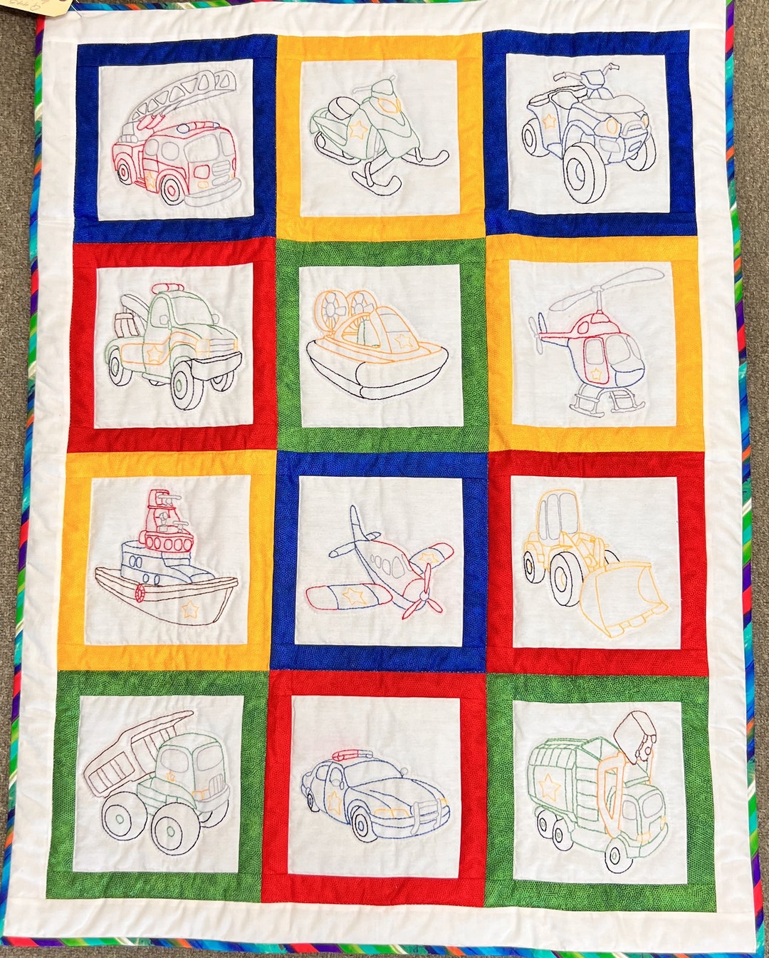 Transportation Nursery Baby Quilt Amish Handcrafted Hand Quilted Hand ...