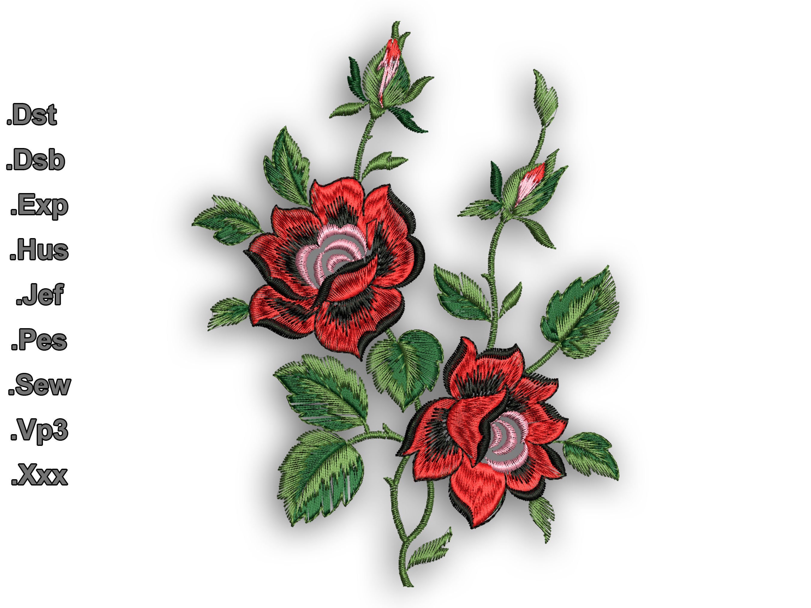 Rose Embroidery Design - Etsy
