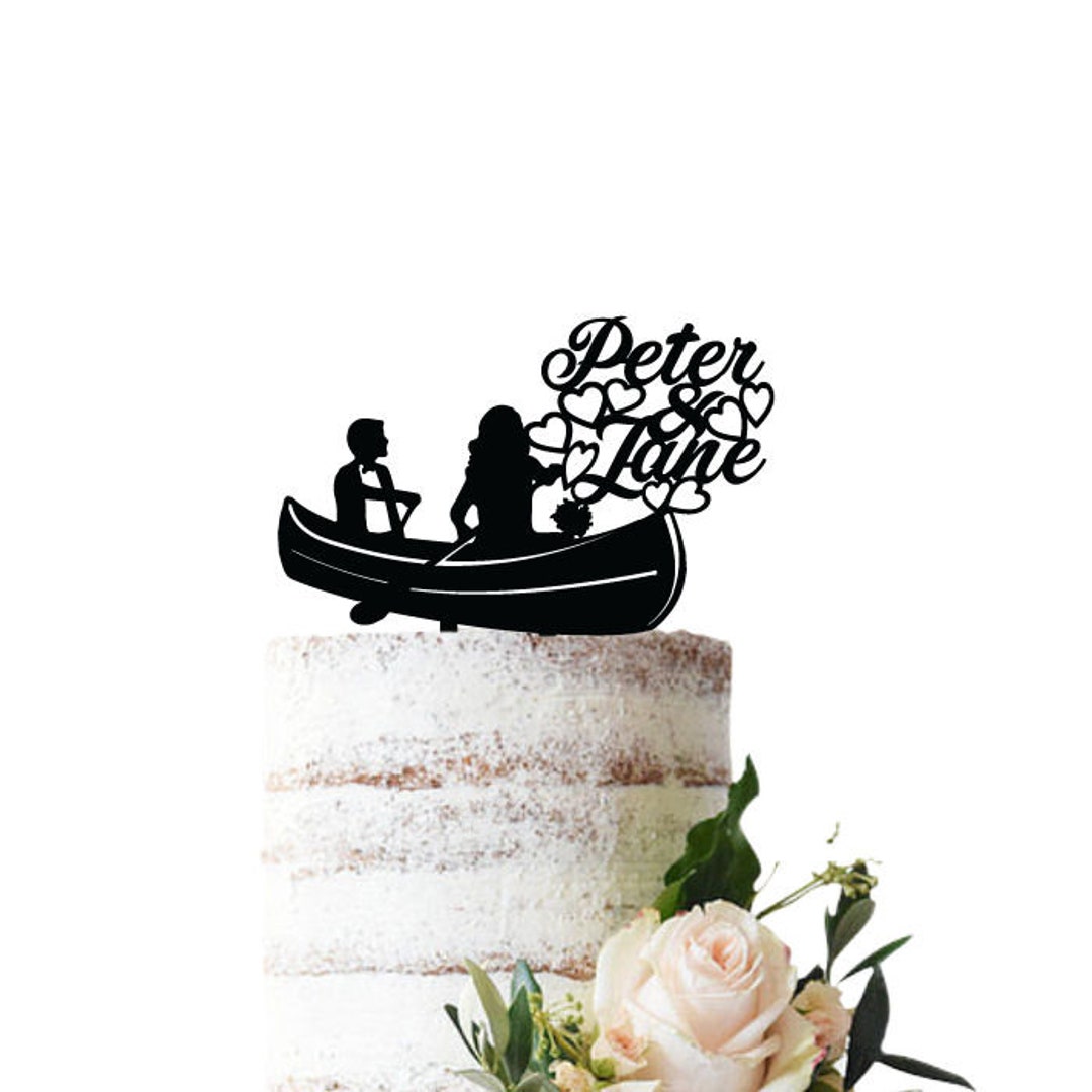 Wedding Cake Topper Together in a Canoe - Etsy