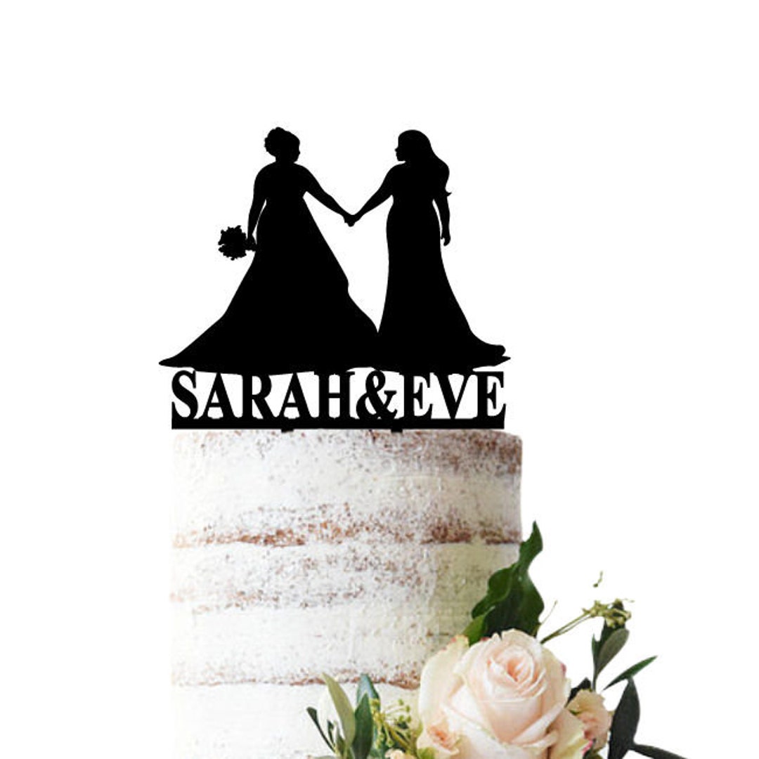 Wedding Cake Topper Lesbian Couple Holding Hands Curvy Brides - Etsy