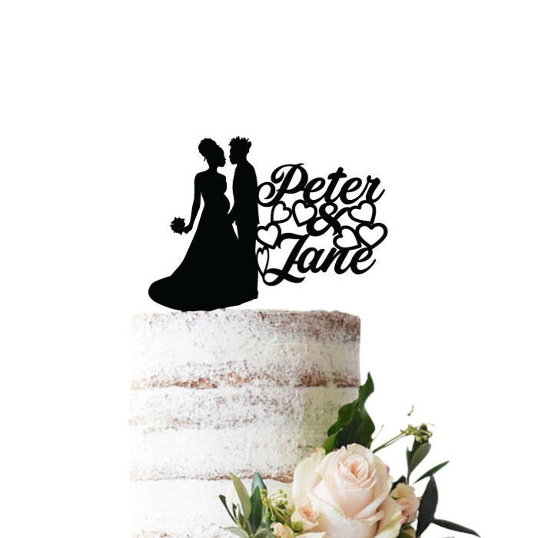 Wedding Cake Topper With a Pregnant Bride African / Afro-american ...