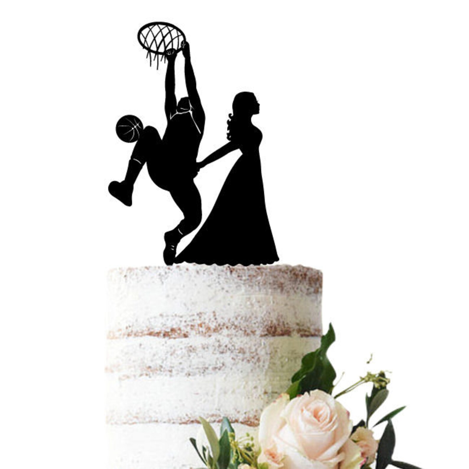 Wedding Cake Topper Bride Dragging Groom That Plays Basketball to the ...