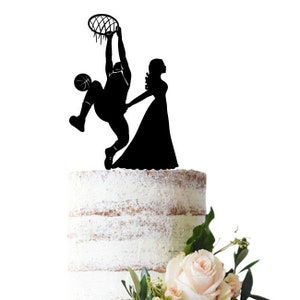 Wedding Cake Topper Bride Dragging Groom That Plays Basketball to the ...