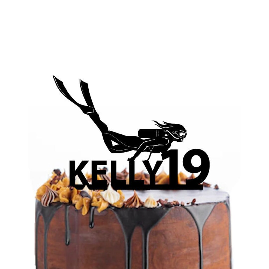 Birthday Cake Topper With a Female Scuba Diver, Different Variations ...