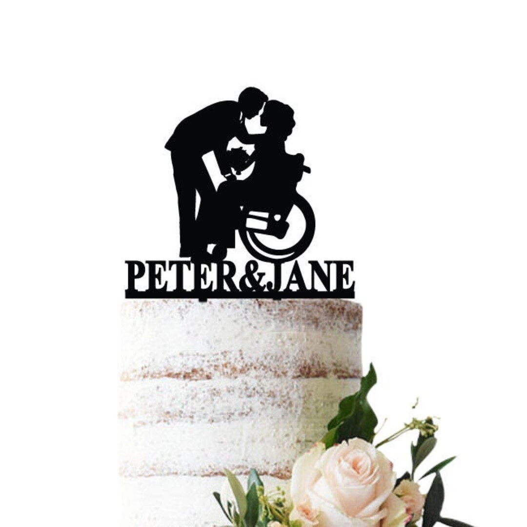 Wedding Cake Topper Kiss, With Bride in Wheelchair - Etsy