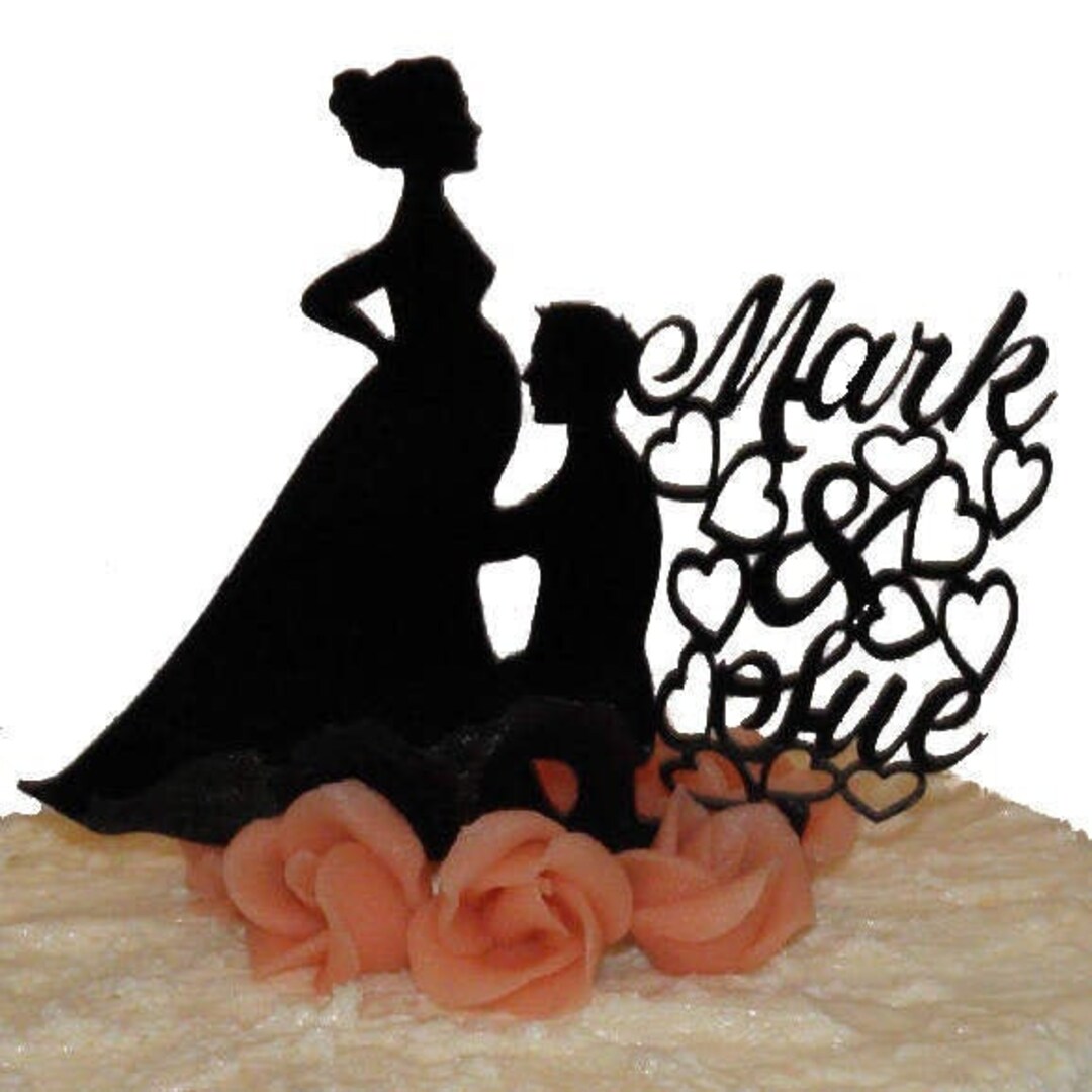Wedding Cake Topper Pregnant Bride, Groom Kissing Belly - Etsy